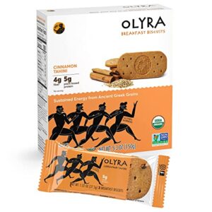 olyra breakfast biscuits cinnamon tahini | kids healthy snacks | low sugar, high fiber, plant-based protein | breakfast cookies 4 count (pack of 1)