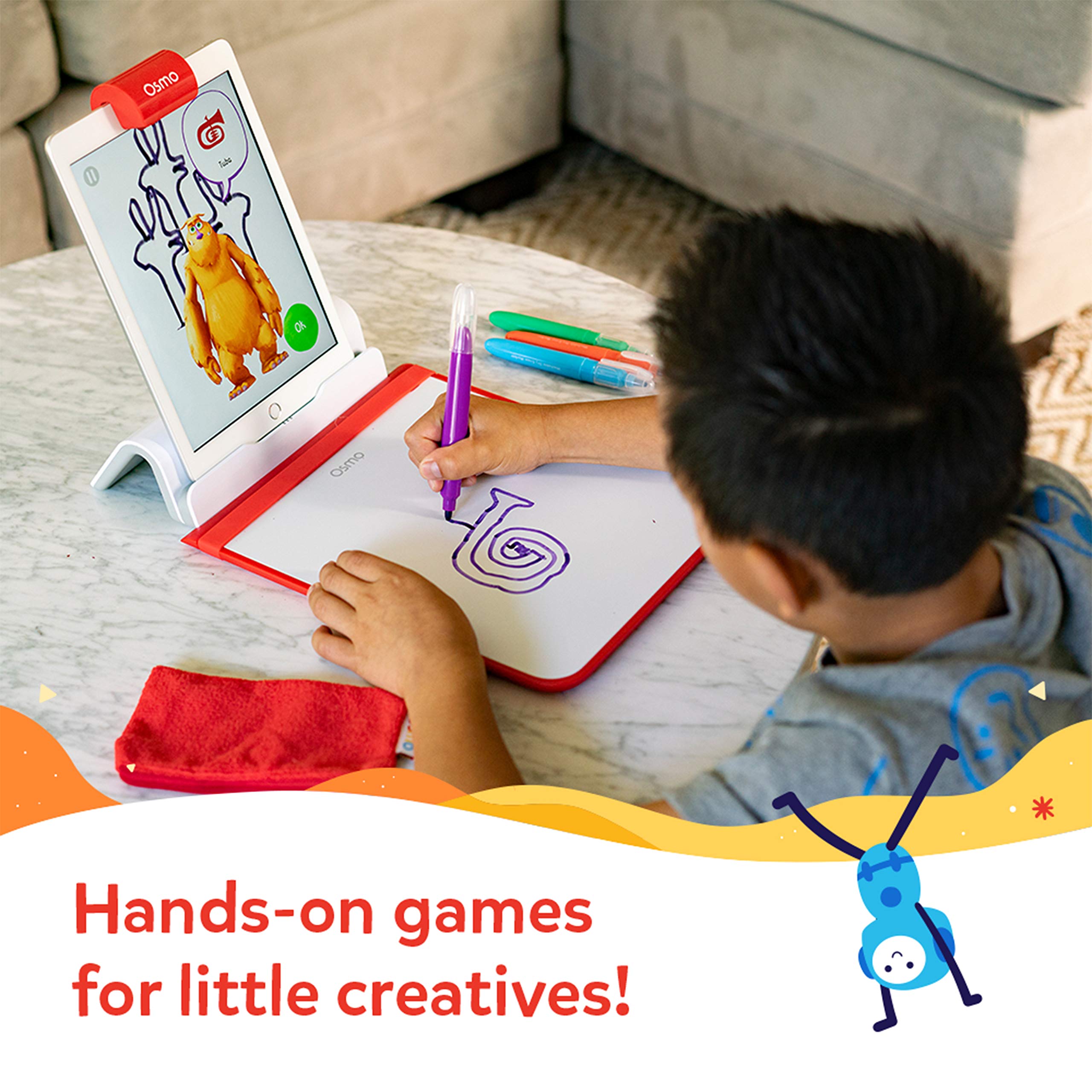 Osmo - Creative Starter Kit for IPad - 3 Educational Learning Games - Creative Drawing & Problem Solving/ Early Physics - STEM Toy Gifts for Kid, Boy & Girl - Ages 5 6 7 8 9 10 (Osmo Base Included)