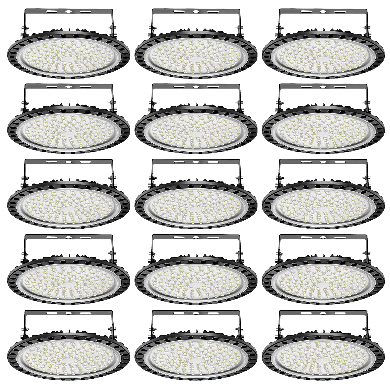 Viugreum 15 Pack 500W UFO LED High Bay Lights, 50000LM 6000K-6500K Daylight White LED Warehouse Lighting, IP65 Waterproof Commercial Bay Lighting Garage Shop Area Light