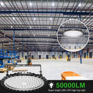 Viugreum 15 Pack 500W UFO LED High Bay Lights, 50000LM 6000K-6500K Daylight White LED Warehouse Lighting, IP65 Waterproof Commercial Bay Lighting Garage Shop Area Light