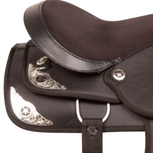 Acerugs 12” 13” 14” 15” 16” 17” 18” WESTERN PLEASURE TRAIL Silver TEXAS STAR LIGHT WEIGHT SYNTHETIC HORSE SADDLE TACK SET PAD (Black, 18" FQHB)