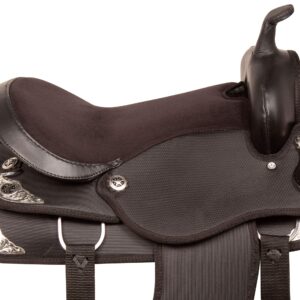 Acerugs 12” 13” 14” 15” 16” 17” 18” WESTERN PLEASURE TRAIL Silver TEXAS STAR LIGHT WEIGHT SYNTHETIC HORSE SADDLE TACK SET PAD (Black, 18" FQHB)