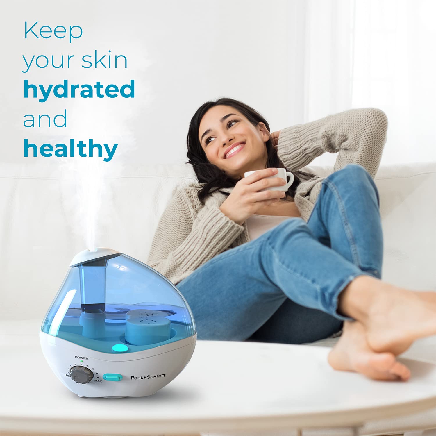 Ultrasonic Viral Support Humidifier for Bedrooms, Whisper-Quiet Operation with Nightlight and Auto-Shut Off, Adjustable Mist, 16 hours Operating Time & Filter Included