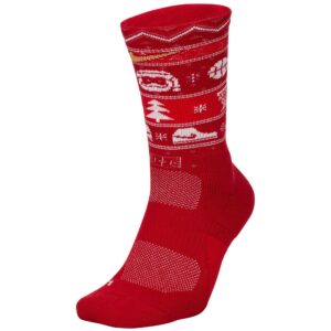 nike elite basketball crew christmas socks edium (fits en size 6-8, women 6-10) red/white sx7866-687