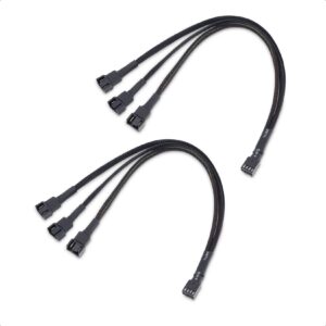 cable matters 2-pack 3 way 4 pin pwm fan splitter cable 12 inches, pc fan splitter 1 to 3 converter, pc fan extension cable