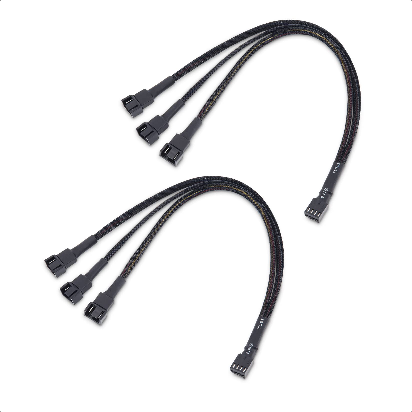 Cable Matters 2-Pack 3 Way 4 Pin PWM Fan Splitter Cable 12 Inches, PC Fan Splitter 1 to 3 Converter, PC Fan Extension Cable