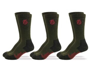 outdoor obsession mens insect shield crew socks 3 pair pack (olive, men's shoe size 9-13 - sock size large)