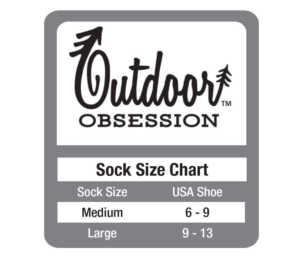 Outdoor Obsession Mens Insect Shield Crew Socks 3 Pair Pack (Olive, Men's Shoe Size 9-13 - Sock Size Large)