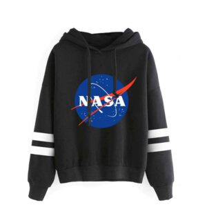 coriresha large front nasa logo stripe sleeve hoodie sweatshirt