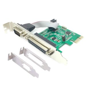 pcie combo serial parallel expansion card pci express to printer lpt port rs232 com port adapter ieee 1284 controller card wch382 chip for desktop pc windows 10 with low bracket