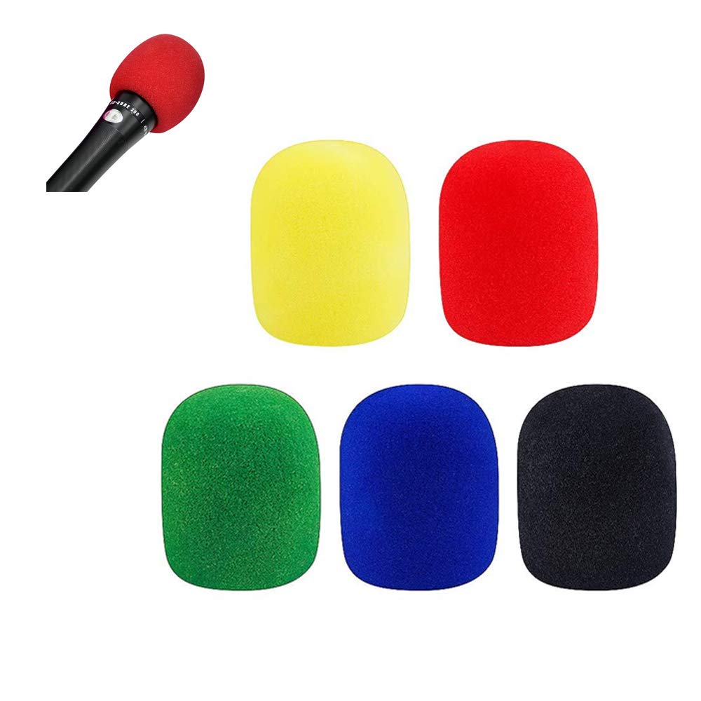 Jonsnowo Microphone Covers Foam,Sponge Cover for Household KTV Microphone. 5 Colors. Blue，Green，Yellow， Red，Black