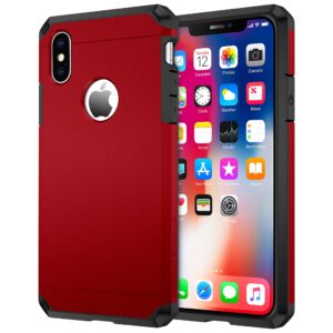 impactstrong compatible with iphone x case/iphone xs case, heavy duty dual layer protection cover heavy duty case designed for iphone x/xs 5.8 inch (2018) - red