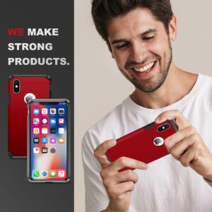 ImpactStrong Compatible with iPhone X Case/iPhone Xs Case, Heavy Duty Dual Layer Protection Cover Heavy Duty Case Designed for iPhone X/Xs 5.8 inch (2018) - Red