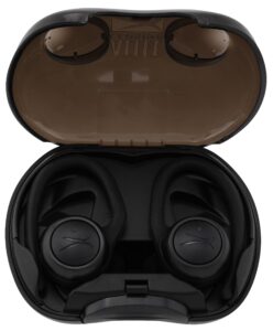 altec lansing true evo sport truly wireless earphones, 6 hours of battery life, weatherproof design, includes wireless charging case, black (mzx758-blk-amz)