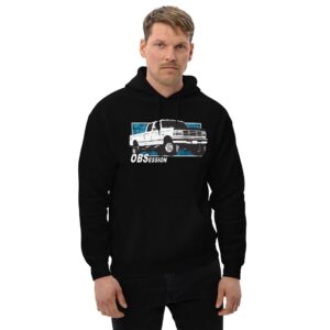 Aggressive Thread OBS Truck Hoodie Mens Pullover Hooded Sweatshirt With Crew Cab F250 F350 Black