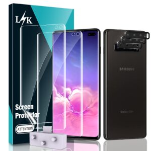 l k [3 pack] screen protector for samsung galaxy s10 plus, [self healing] [in-display fingerprint] hd effect flexible film