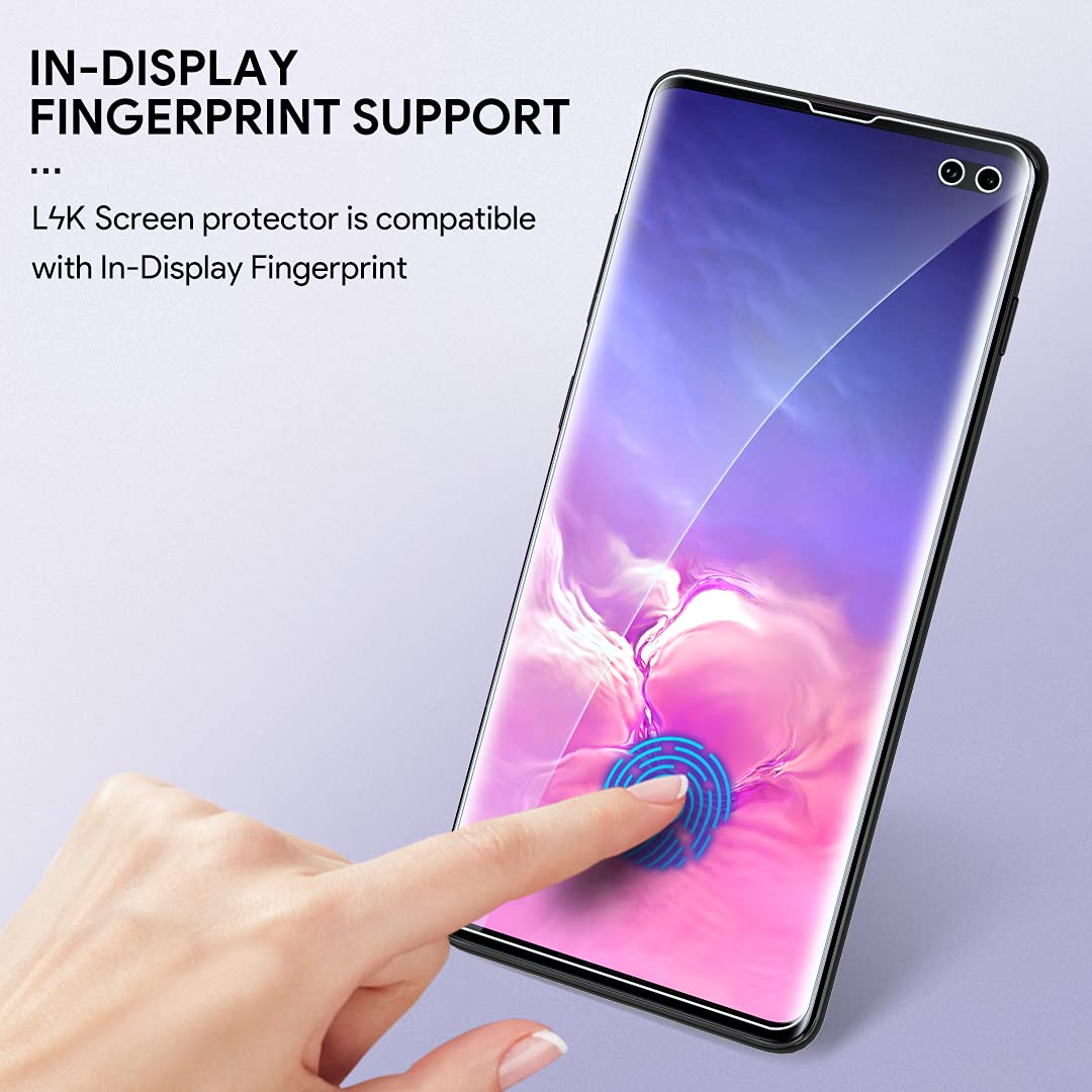 L K [3 Pack] Screen Protector for Samsung Galaxy S10 Plus, [Self Healing] [in-Display Fingerprint] HD Effect Flexible Film