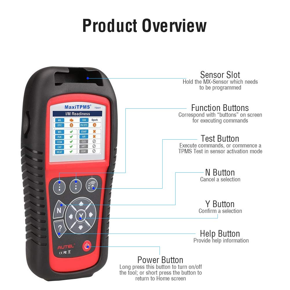 Autel MaxiTPMS TS601 TPMS Relearn Tool [Upgraded Version of TS408/TS508] TPMS Programming Tool Tire Pressure Monitor System Diagnostic Tool with EOBD OBD II Function