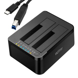 weme usb c 3.0 to sata external hard drive dock docking station, ssd hdd disk duplicator cloner for dual bay 2.5 3.5 inch sata i ii iii, support uasp and auto sleep and 2x 12tb, black