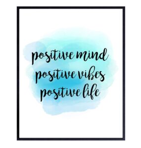 positive mind unframed wall art print - watercolor typography - makes a great gift for home decor - inspirational and motivational - ready to frame (8x10) photo