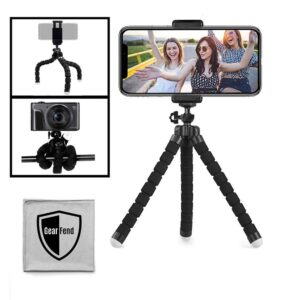 gearfend 6.5” flexible universal tripod, smartphone tripod mount compatible with all smartphones plus microfiber cloth