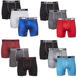 head mens boxer briefs -performance or cotton stretch 12-pack tagless medium