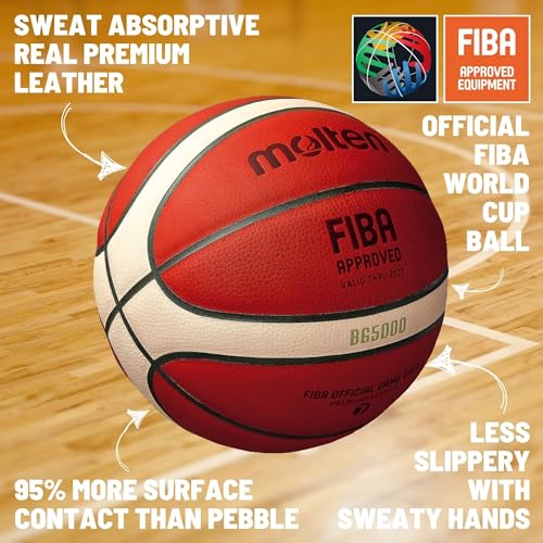 Molten BG5000 FIBA Approved Game Ball, Orange/Tan, Size 7