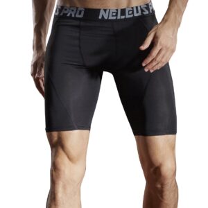 NELEUS Men's 3 Pack Sport Running Compression Shorts,6012,Black,L,EU XL