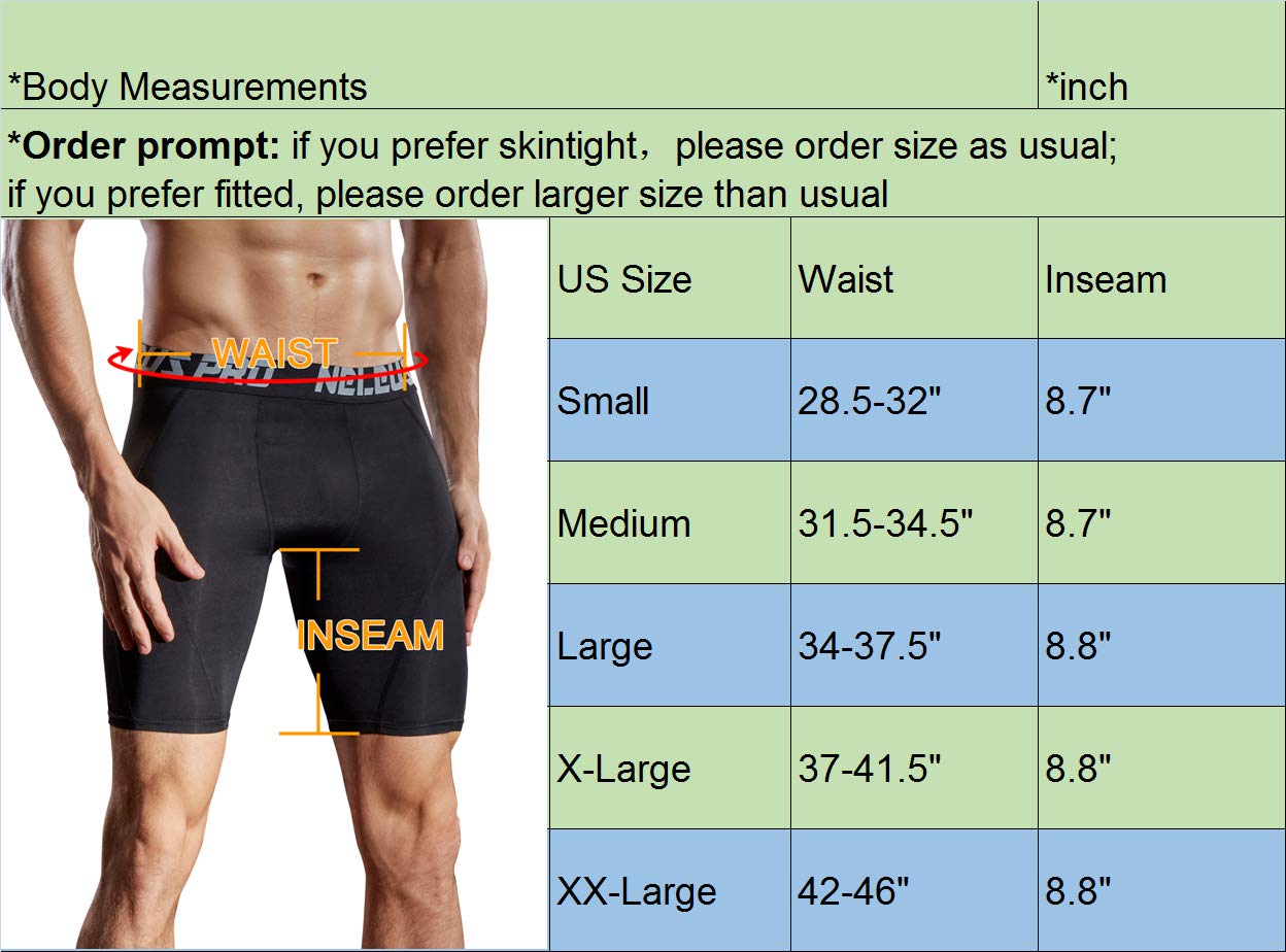 NELEUS Men's 3 Pack Sport Running Compression Shorts,6012,Black,L,EU XL