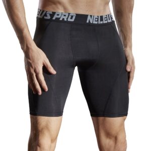 NELEUS Men's 3 Pack Sport Running Compression Shorts,6012,Black,L,EU XL