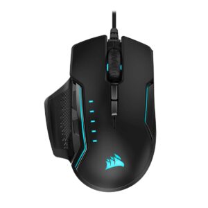 corsair glaive pro - rgb gaming mouse - comfortable & ergonomic - interchangeable grips - 18,000 dpi optical sensor - black