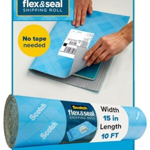 Scotch Flex and Seal Shipping Roll, 10 ft x 15 in, Just Ship It, No Boxes, No Tape, Easy Packaging Alternative to Poly Mailers, Shipping Bags, Bubble Mailers, Padded Envelopes, Boxes (FS-1510)