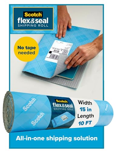 Scotch Flex and Seal Shipping Roll, 10 ft x 15 in, Just Ship It, No Boxes, No Tape, Easy Packaging Alternative to Poly Mailers, Shipping Bags, Bubble Mailers, Padded Envelopes, Boxes (FS-1510)