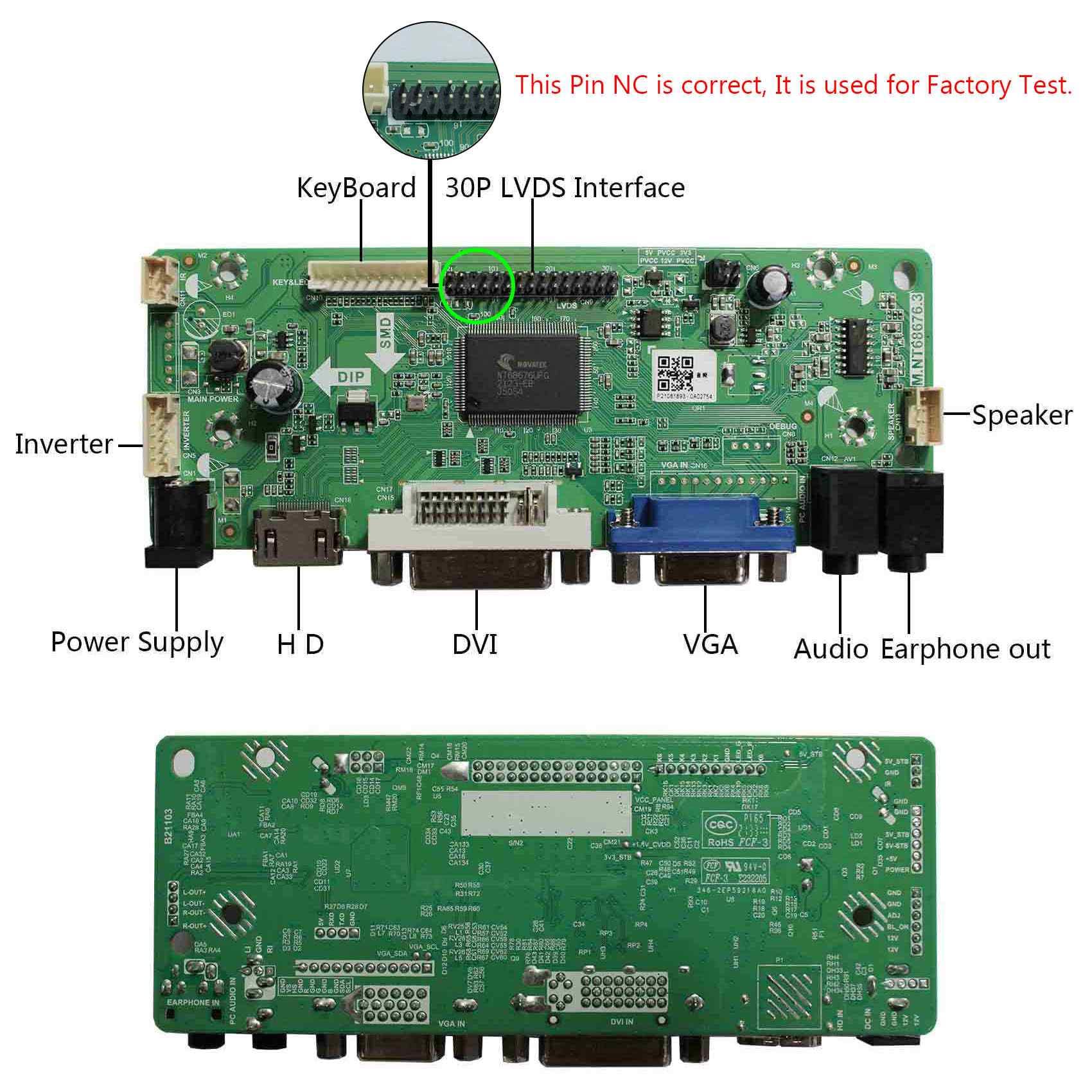 HDMI DVI VGA LVDs Display Controller Board for 21.5" 23" 27 inch 1920x1080 30 Pin LCD Screen Panel