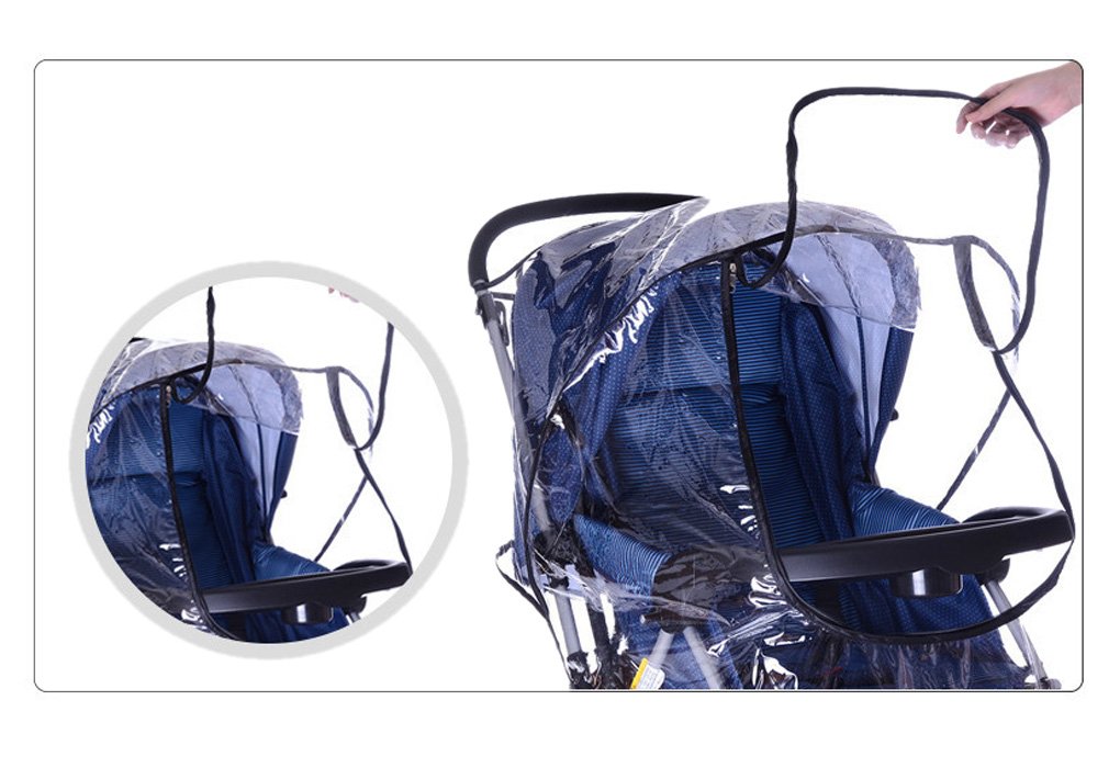 Universal Stroller Rain Cover for Pushchair Pram Rainproof Dustproof Windproof Rain Cover with Canopy and Zipper Door Easy Baby Lift in and Out