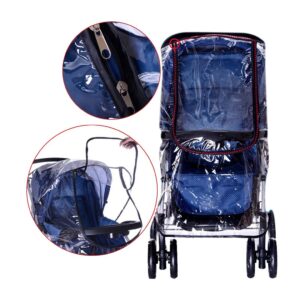 Universal Stroller Rain Cover for Pushchair Pram Rainproof Dustproof Windproof Rain Cover with Canopy and Zipper Door Easy Baby Lift in and Out