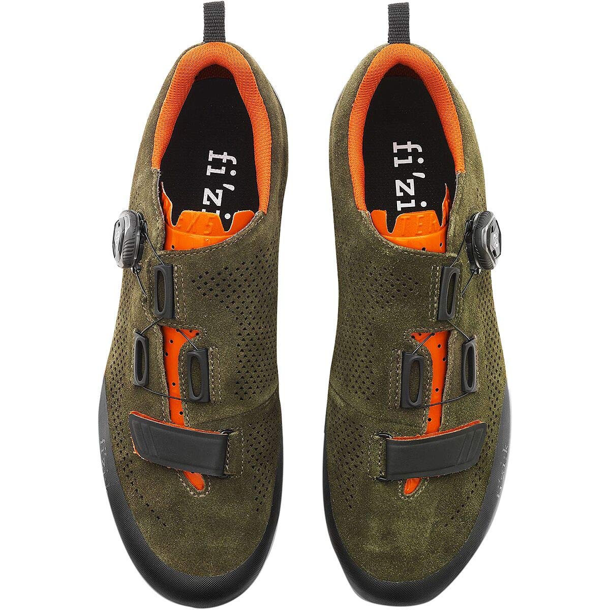 Fizik X5 Terra Suede Cycling Shoe Suede Military Green/Orange, 44.5 - Men's