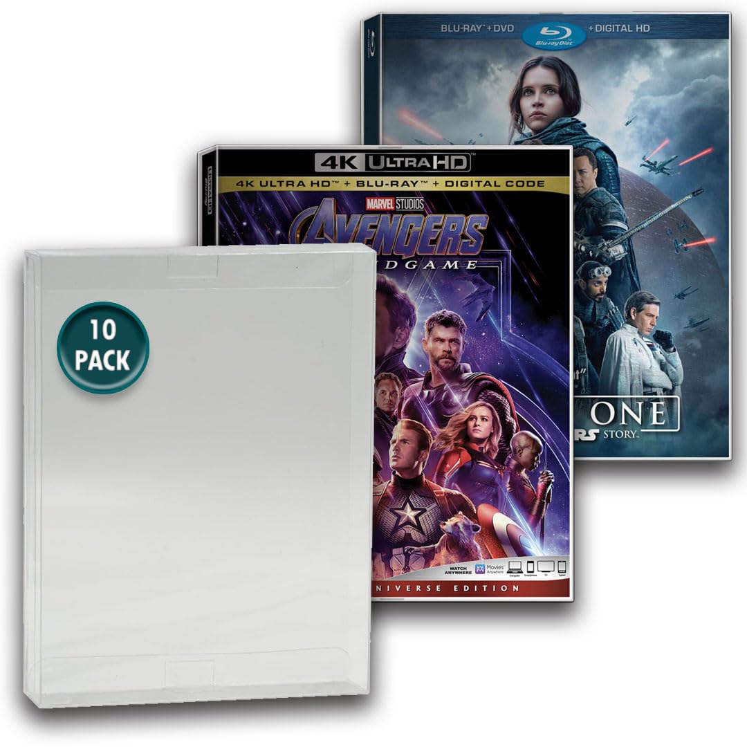 MALKO 10 Pack Blu-Ray SLIPCOVER Protector Case Compatible with: 4K UHD & Blu Ray Slips