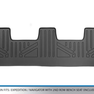 SMARTLINER Floor Mats 3rd Row Liner Black Compatible with 2018-2022 Expedition/Navigator with 2nd Row Bench Seat (Including Max and L)