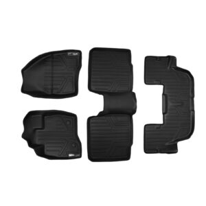 smartliner custom fit floor mats 3 row liner set black for 2015-2016 ford explorer without 2nd row center console