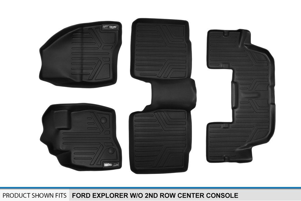 SMARTLINER Custom Fit Floor Mats 3 Row Liner Set Black for 2015-2016 Ford Explorer Without 2nd Row Center Console