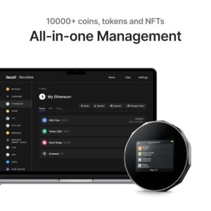 SecuX V20 - Most Secure Crypto Hardware Wallet w/Bluetooth & NFT Support - Cross Platform - Easily Manage Your Bitcoin, Ethereum, BTC, ETH, SOL, LTC, Doge, BNB, Dash, XLM, ERC20, BSC and More