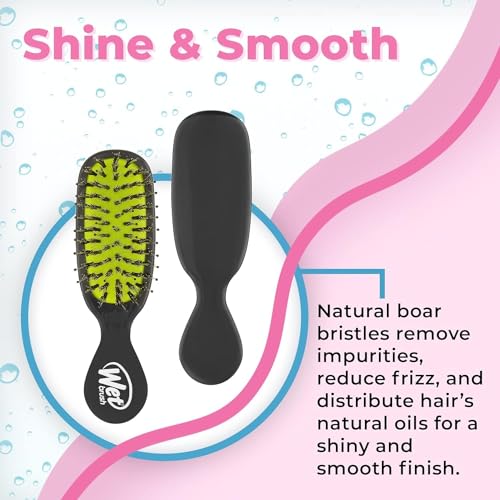 Wet Brush Mini Shine Enhancer Hair Brush, Black - Exclusive Ultra-soft IntelliFlex Bristles - Natural Boar Bristles Leave Hair Shiny And Smooth For All Hair Types - For Women, Men, Wet And Dry Hair