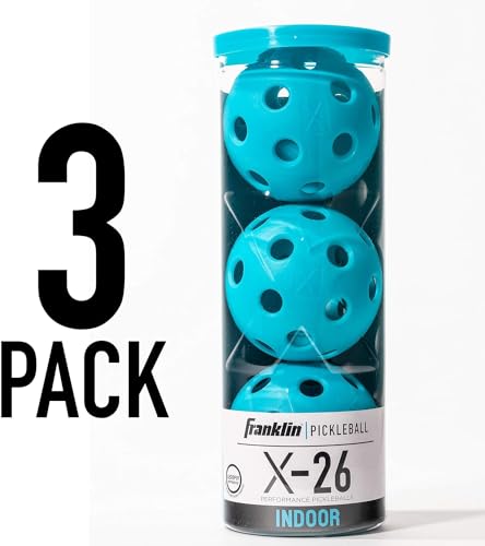 Franklin Sports X-26 Pickleballs - Indoor - 3 Count (Pack of 1) - USAPA Approved - Blue