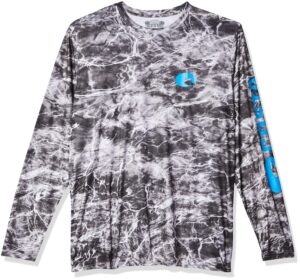 costa del mar mossy oak elements tech crew performance long sleeve shirt, gray, large