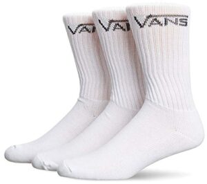 vans classic crew checkerboard socks 3 pack men's , white, 6.5-9