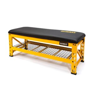 dewalt garage bench with wire grid storage shelf