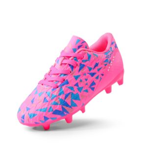 dream pairs boys girls soccer cleats youth firm groud athletic outdoor trainning teen football shoes for little/big kid,size 1 little kid,fuchsia/pink/royal/blue,hz19003k