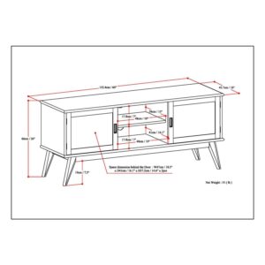 SIMPLIHOME Draper SOLID HARDWOOD 60 Inch Wide Mid Century Modern TV Media Stand in White for TVs up to 65 Inches, For the Living Room and Entertainment Center