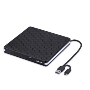 external dvd drive, amicool usb 3.0 type-c cd dvd +/-rw optical drive usb c burner slim cd/dvd rom rewriter writer reader portable for pc laptop desktop macbook mac windows 7/8.1/10 linux os apple